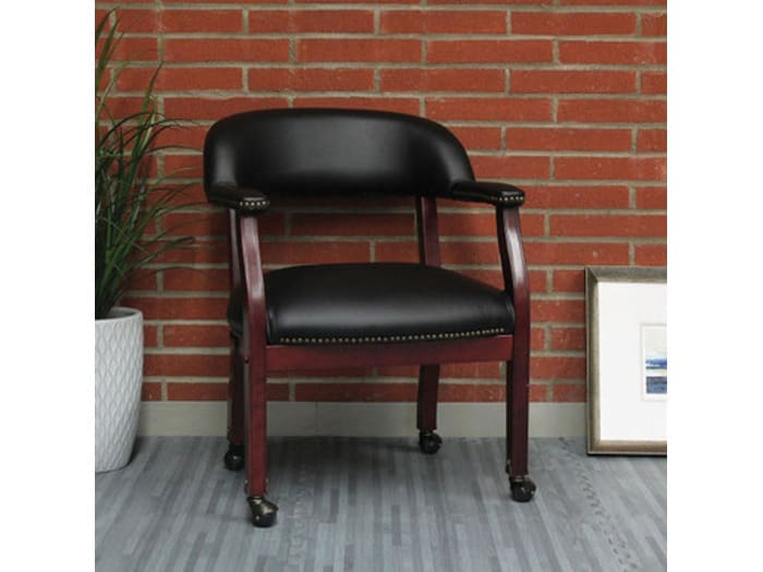 MAH/BLK SIDE CHAIR W/CASTERS | Capital Choice Office Furniture